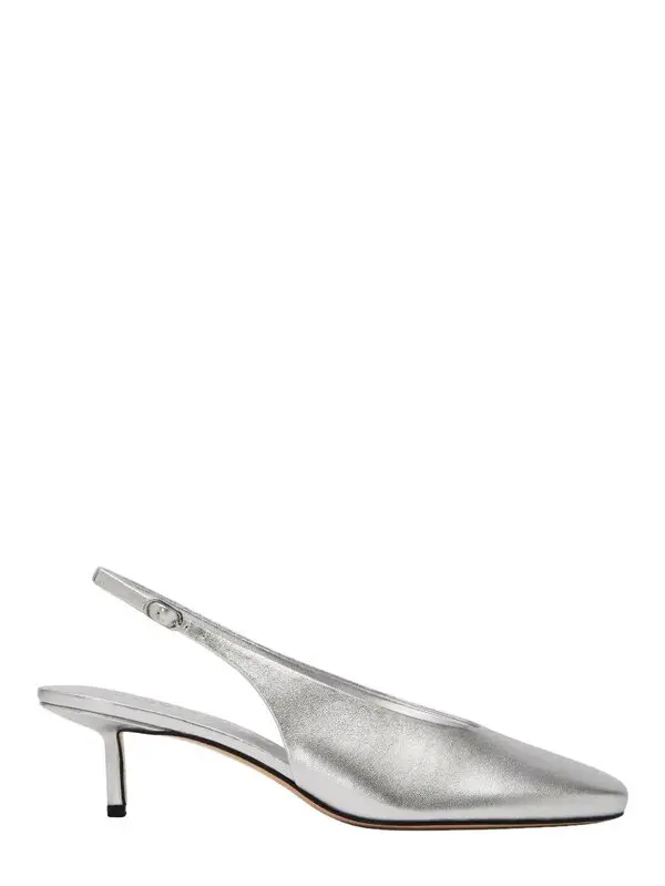 Studio Amelia 50mm Sierra Square-toe Slingback Heeled Pumps - Silver