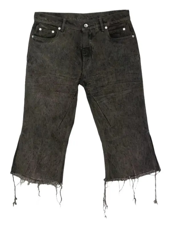 Rick Owens Bolan Cutoffs Frayed Denim Shorts - Grey