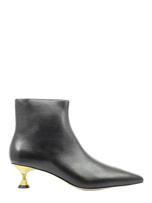 Studio Amelia Pointed-toe Ankle Boots With Kitten Heel - Black
