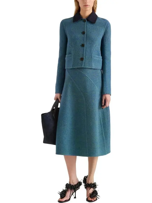Proenza Schouler Gaelle Skirt In Double Face Melange Outerwear - Blue