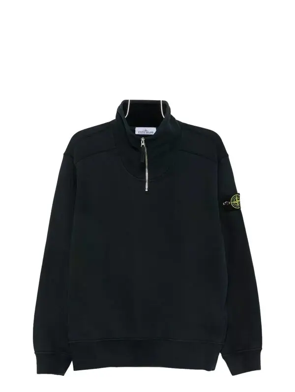 Stone Island Quarter-zip Logo-patch Sweater - Black