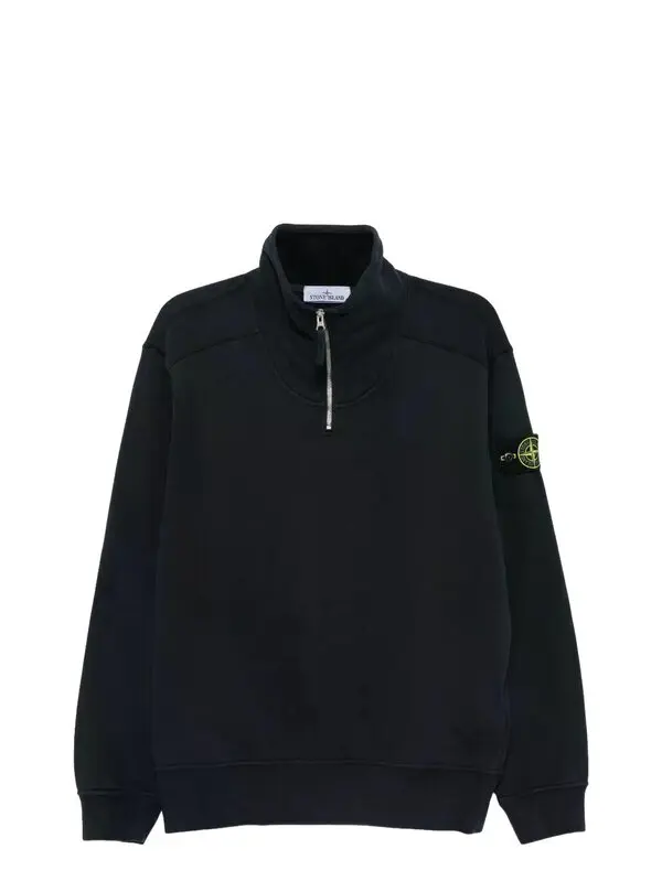 Stone Island Quarter-zip Logo-patch Sweater - Black
