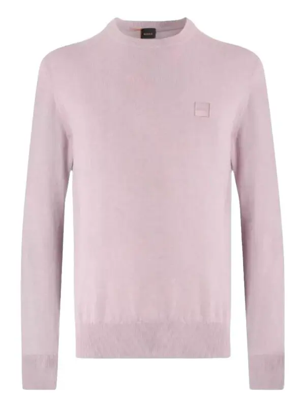 BOSS Logo Patch Crew Neck Sweater - Pink