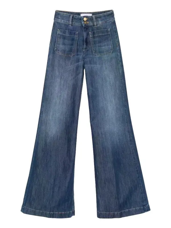 Seafarer Patch-pocket Wide-leg Jeans - Blue