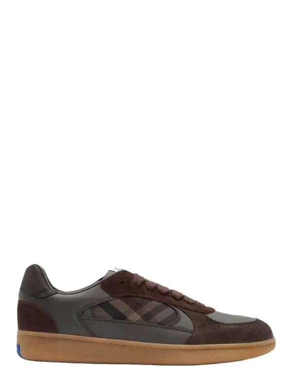Burberry Leather, Suede And Check Terrace Sneakers - Brown