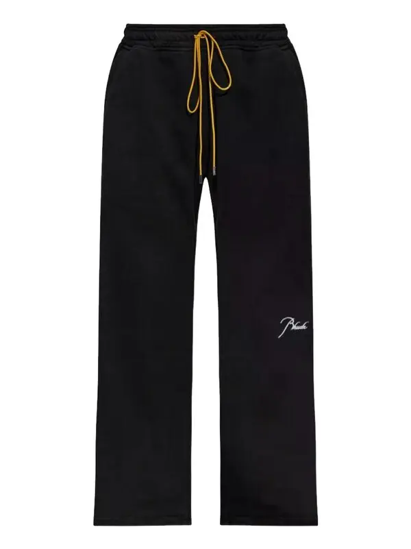 Rhude Classique Logo-embroidered Wide-leg Track Pants - Black