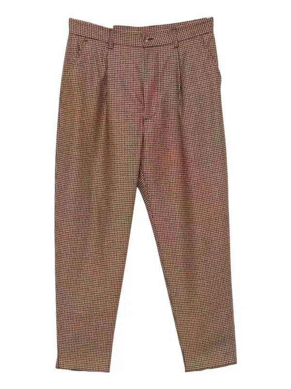 Eleventy Houndstooth Pattern Pleated Trousers - Brown