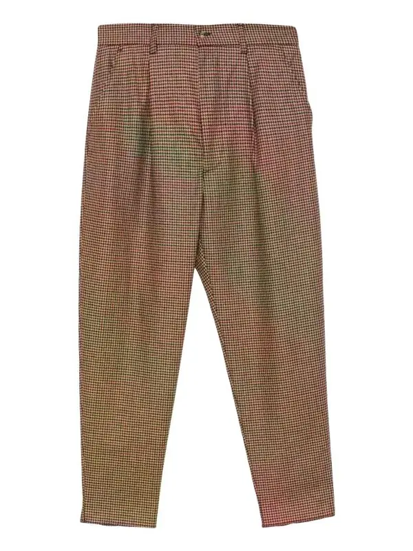 Eleventy Houndstooth Pattern Pleated Trousers - Brown