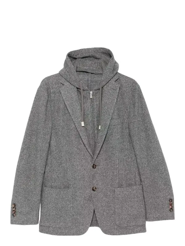 Eleventy Hooded Single-breasted Jacket - Grey