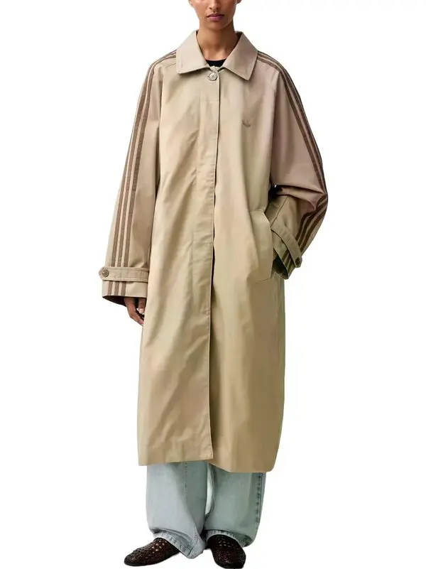 Adidas Mac 3-stripes Logo-embroidered Trench Coat - Neutrals