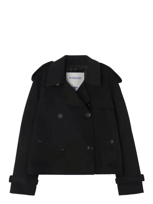 Burberry Cropped Cashmere Mayfair Trench Jacket - Black