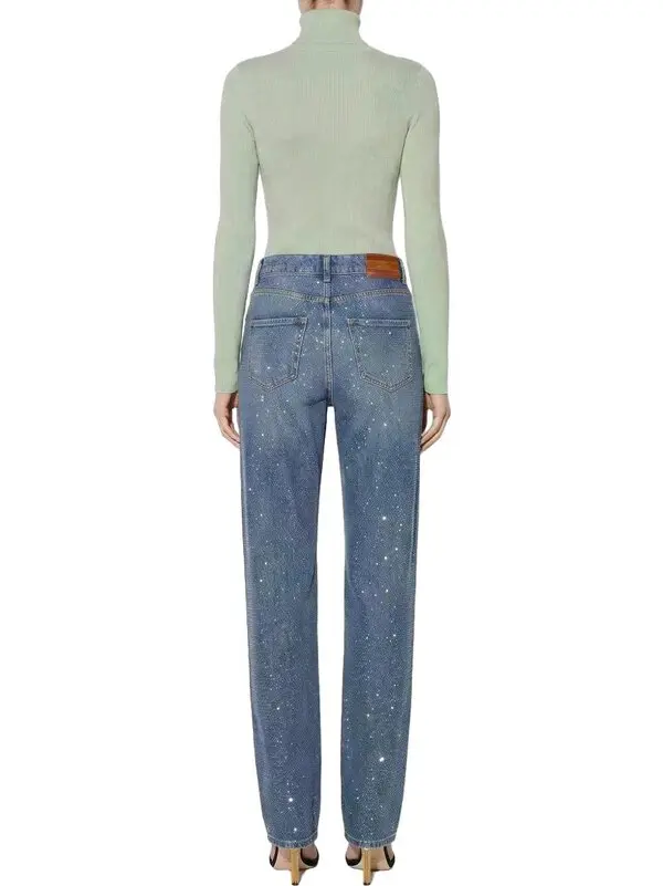 Elisabetta Franchi Knit Turtleneck Top With Openwork Embroideries - Green