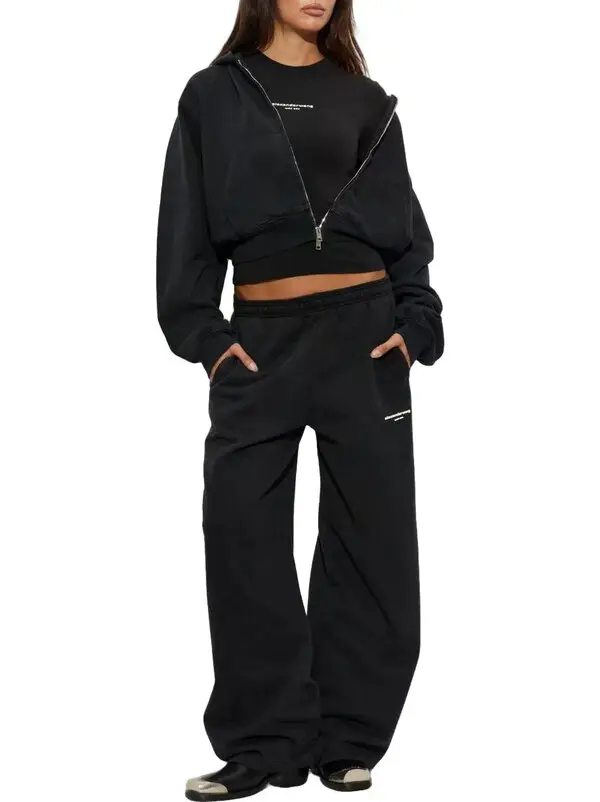 Alexander Wang Logo-print Zip-up Hoodie - Black