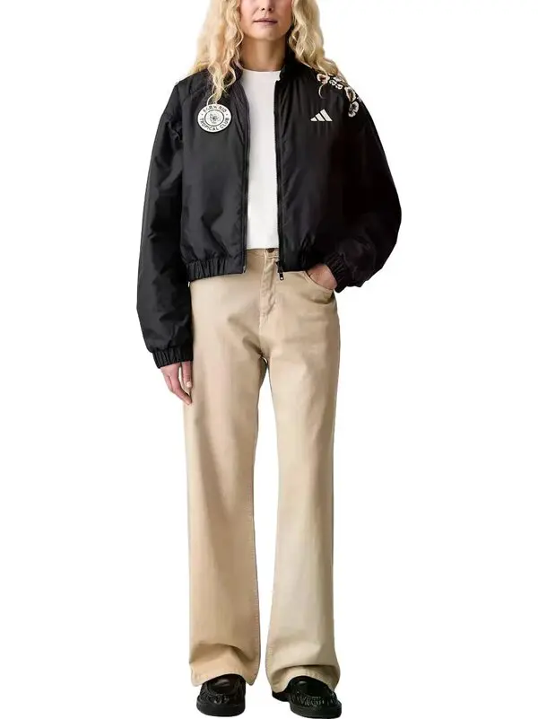 Adidas X Farm Rio Floral-print Bomber Jacket - Black