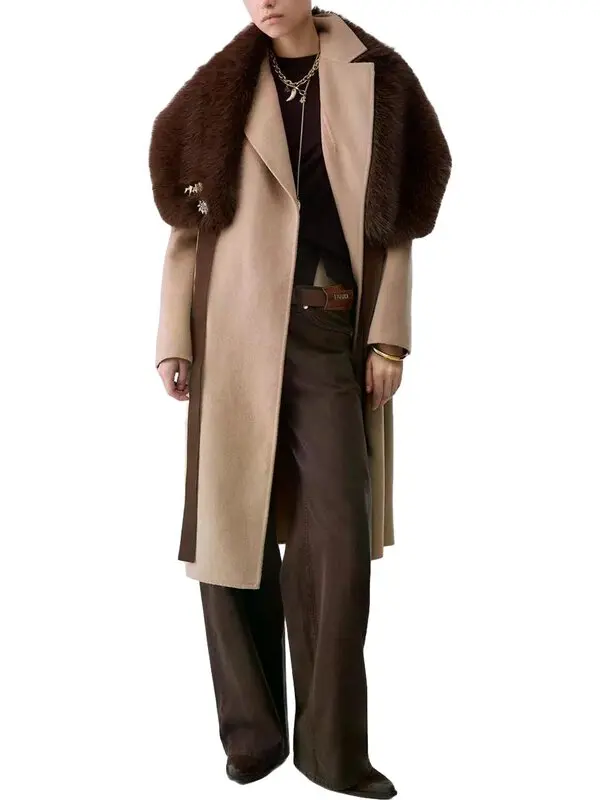 Liu Jo Long Coat With Jewel Embroidery - Neutrals