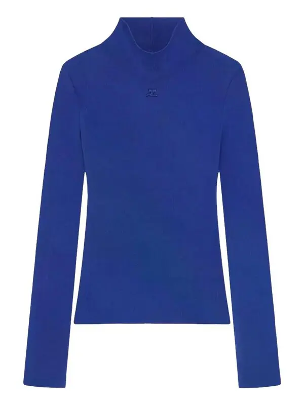 COURREGES Milano Knit Mock-neck Sweater - Blue