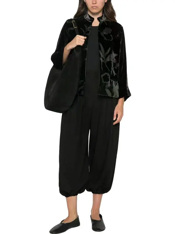 WHYCI Floral-devoré Velvet Jacket - Black