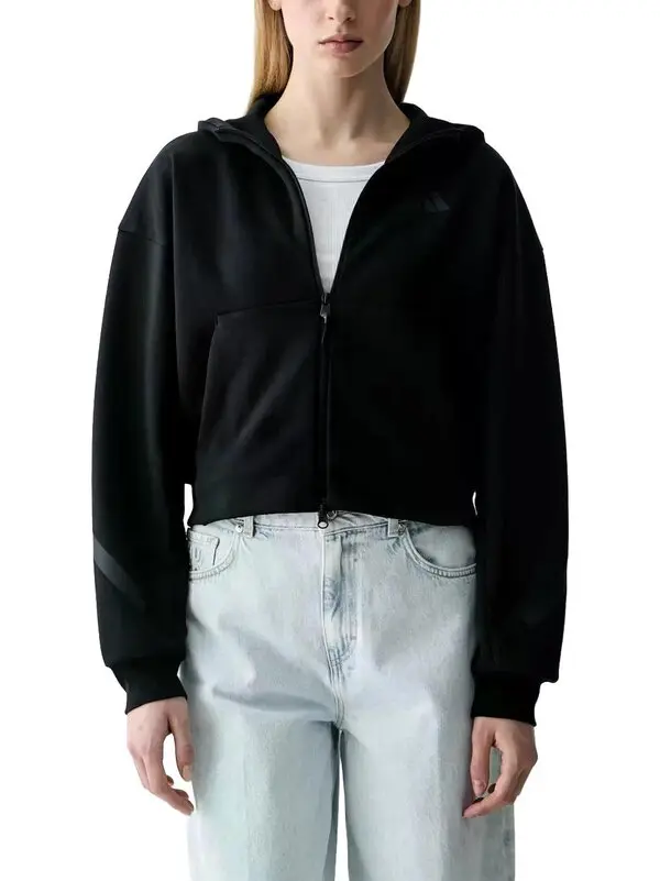 Adidas Logo-print Zip-up Hoodie - Black