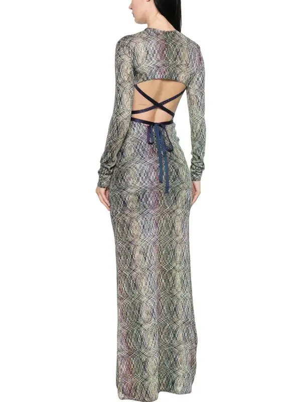 Missoni Zigzag Knit Open-back Maxi Dress - Grey