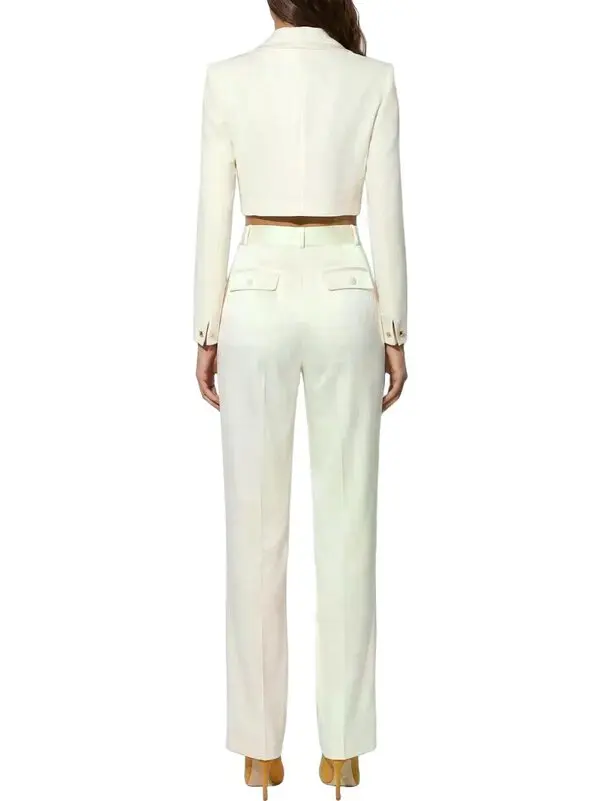 Elisabetta Franchi Jacket Made Of Lightweight Crêpe And Satin Fabrics With Peplum - Neutrals