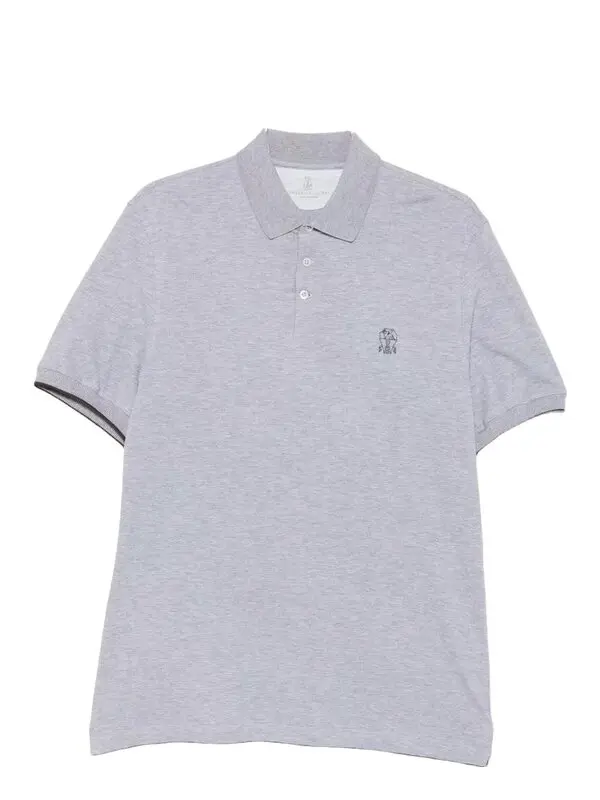Brunello Cucinelli Logo-embroidered Piqué Polo Shirt - Grey