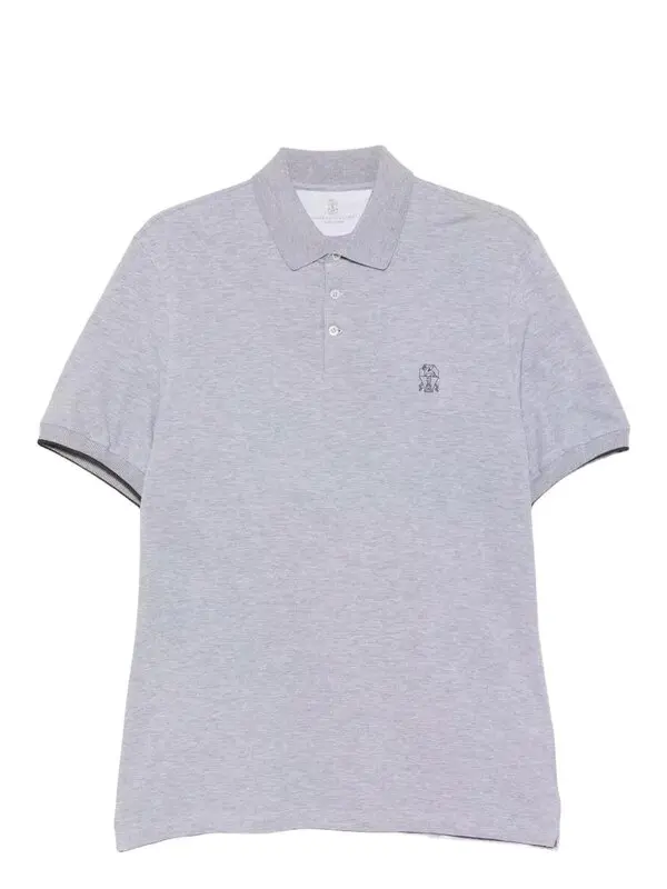 Brunello Cucinelli Logo-embroidered Piqué Polo Shirt - Grey