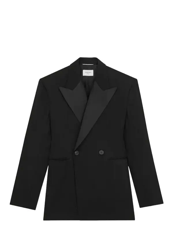 Saint Laurent Double-breasted Peak-lapel Blazer - Black