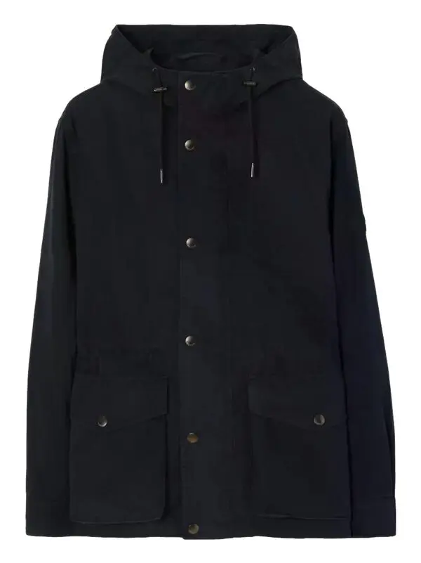 Burberry Gabardine Euston Hooded Jacket With Warmer - Blue