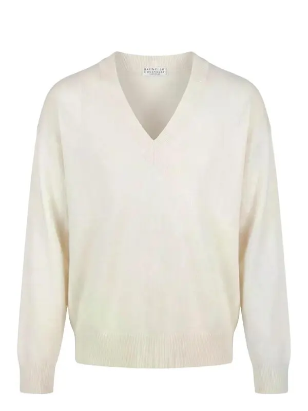 Brunello Cucinelli V-neck Cashmere Sweater - Neutrals