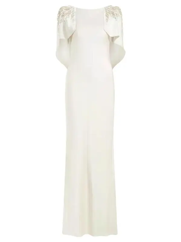 Jenny Packham Ophelia Embellished Cape Gown - Neutrals