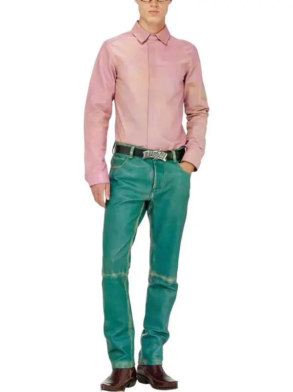 DIESEL® Shirt In Treated Leather - Pink