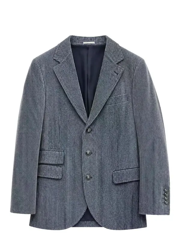 Brunello Cucinelli Corduroy Single-breasted Blazer - Blue