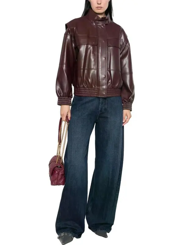 TWINSET High-neck Leather Jacket - Red