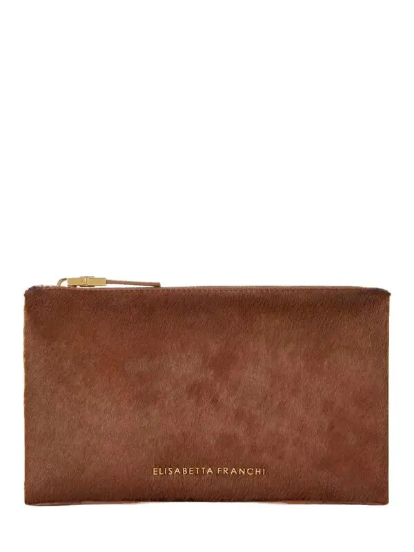 Elisabetta Franchi Cowhide Clutch Bag - Brown
