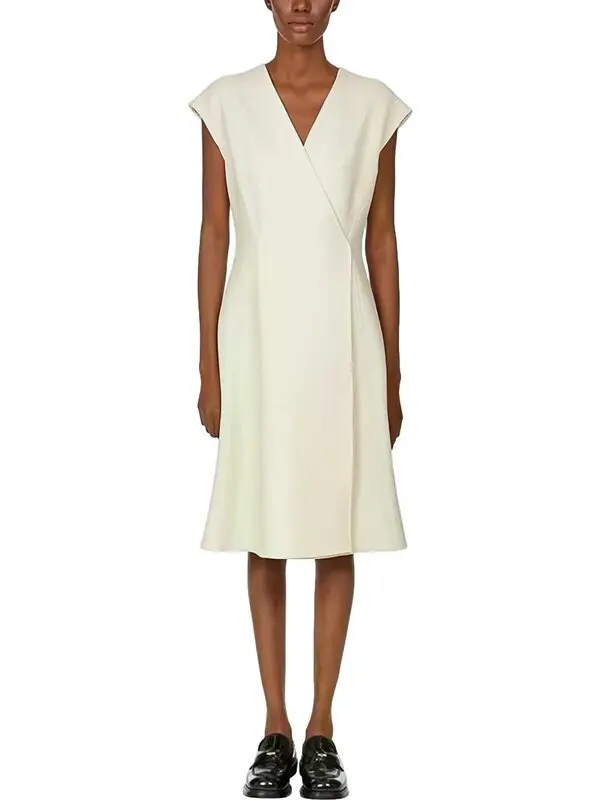 FERRAGAMO V-neck Sleeveless Midi Dress - Neutrals