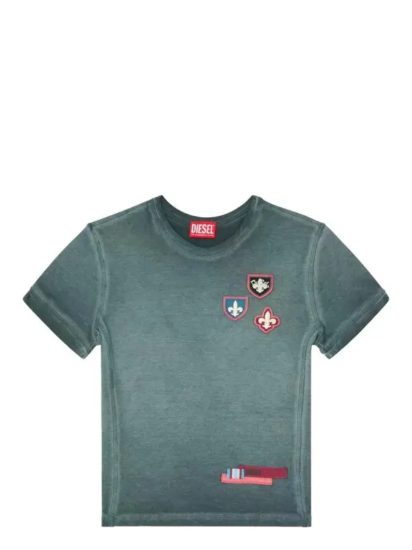 DIESEL® Slim Fit Cotton T-shirt With Patches - Blue