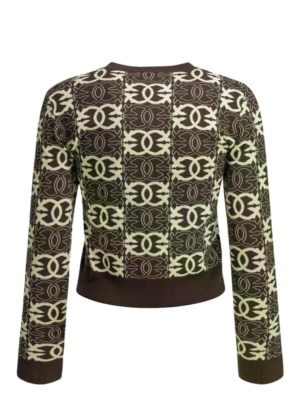 Pinko Monogram Pattern Crew Neck Long Sleeve Sweater - Brown