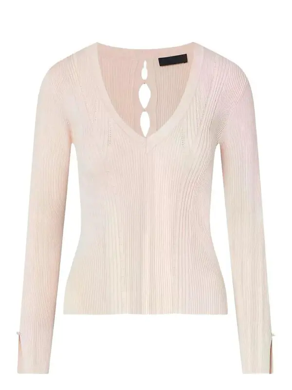 Liu Jo V-neck Ribbed Jumper With Back Cut-out Detail - Neutrals