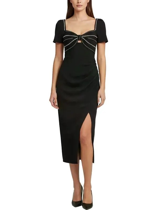 SELF-PORTRAIT Crepe Midi Dress - Black