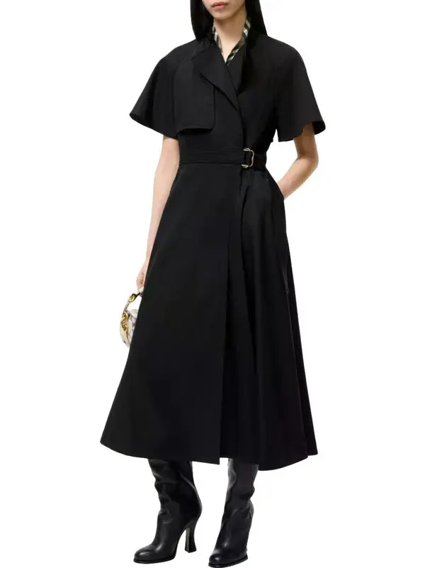 Burberry Wool Twill Wrap Dress - Black