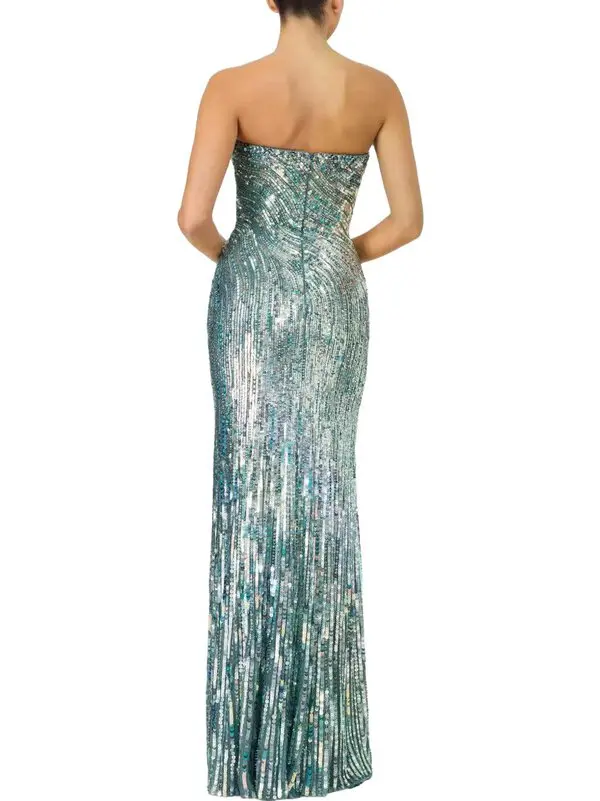 Jenny Packham Helix Sequin Embellished Strapless Gown - Blue