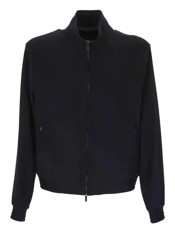 Emporio Armani Zip-up Ribbed-trim Jacket - Blue
