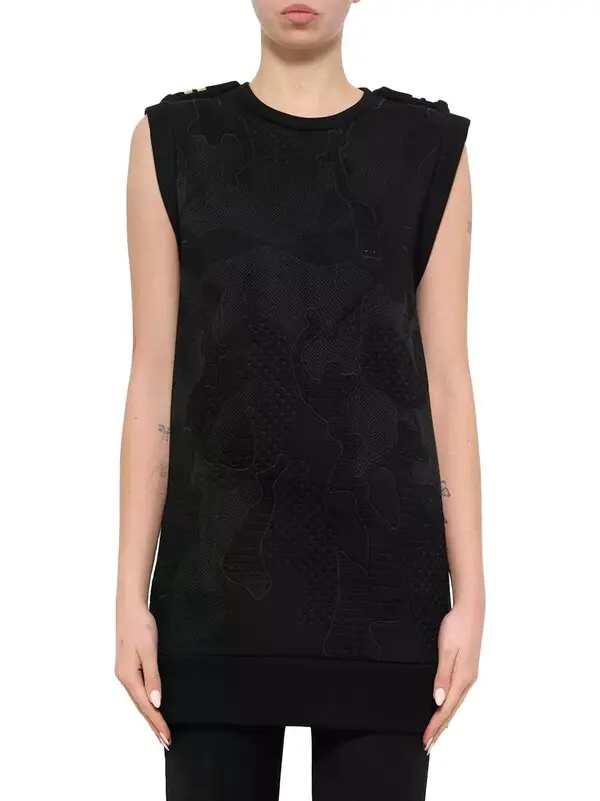 Neil Barrett Camouflage Pattern Epaulette Top - Black