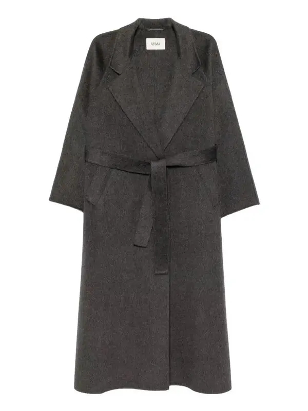 ARMA Belted Wool Single-breasted Coat - Grey