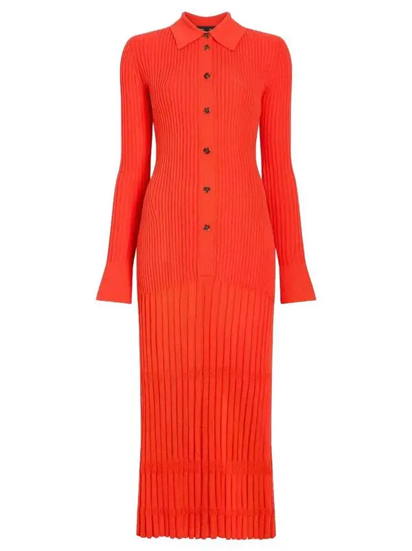 Proenza Schouler Rosario Dress In Textured Merino Wool - Orange