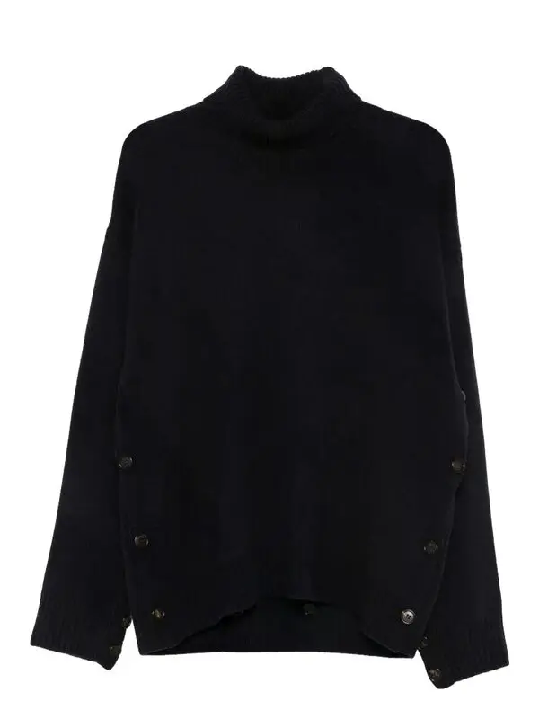 FRENKEN Button-detail Roll-neck Knitwear - Black