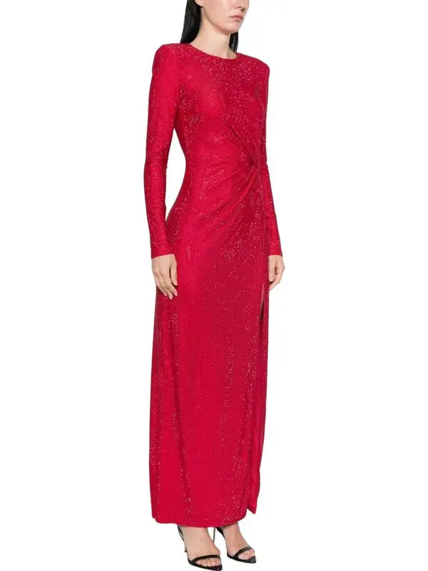 TWENTY FOURHAITCH Crystal-embellished Twisted-detail Maxi Dress - Red