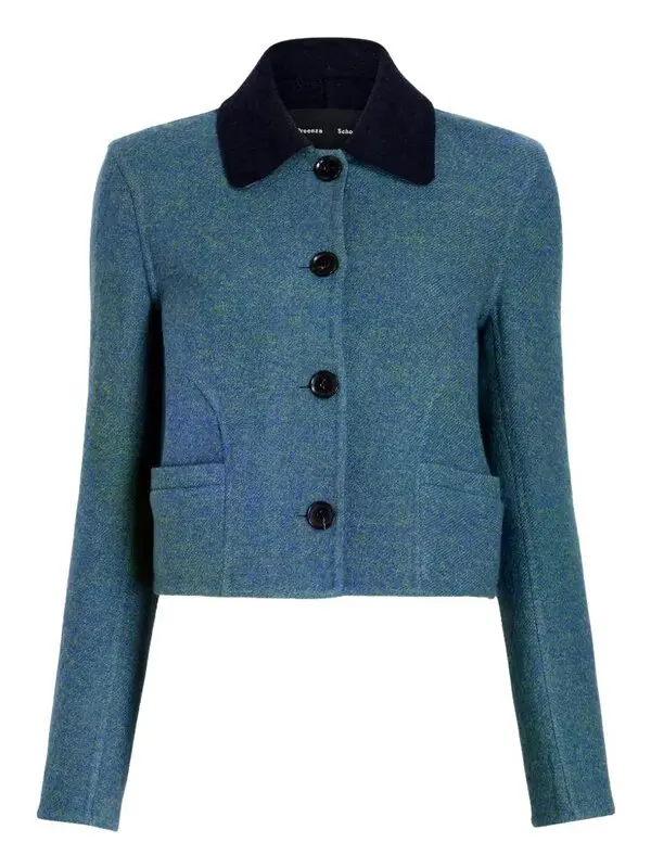 Proenza Schouler Gaelle Jacket In Double Face Melange Outerwear - Blue