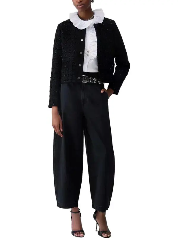 Liu Jo Balloon Trousers With Embroidered Belt - Black