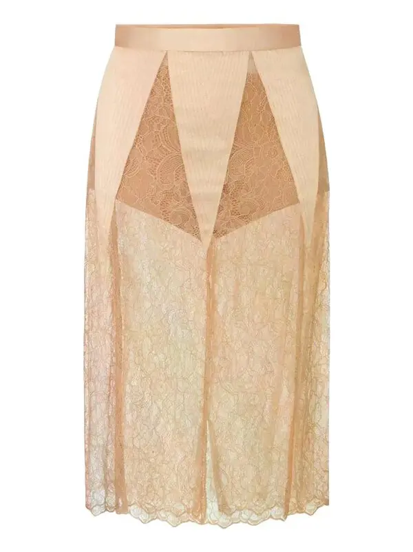 Elisabetta Franchi Skirt In Floral Lace - Neutrals